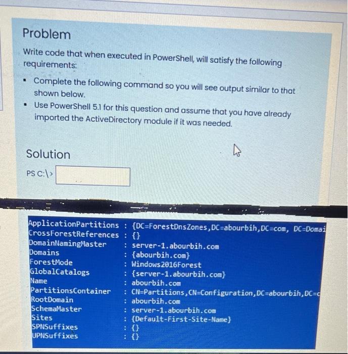 Solved Problem Write Code That When Executed In Powershell