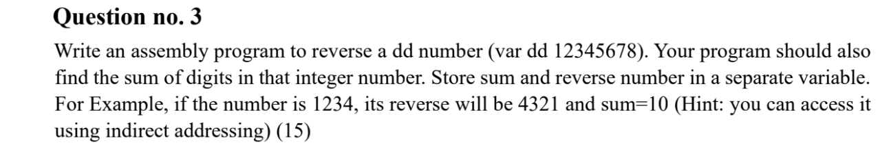 Solved Do this in MASM 8086 16 ﻿BITS DOSBOX and for the love | Chegg.com