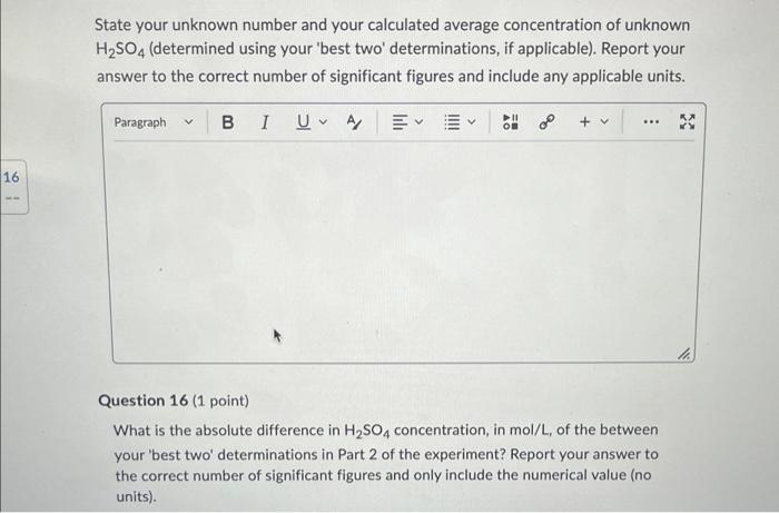 Solved State your unknown number and your calculated average | Chegg.com