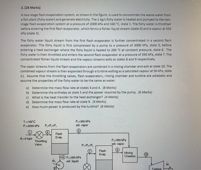 Solved 2. (28 Marks] A two-stage flash evaporation system, | Chegg.com