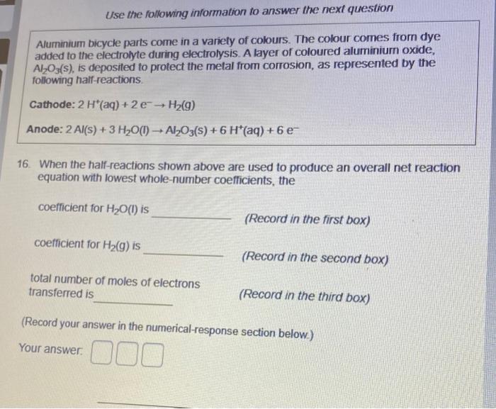 Solved Multiple Choice & Numerical Response Use the | Chegg.com