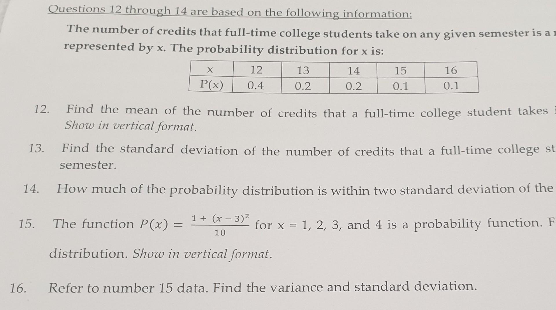 Solved Questions 12 through 14 are based on the following | Chegg.com