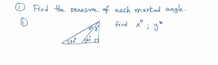 Solved Find the measure of each marked angle. find x0;y0 | Chegg.com