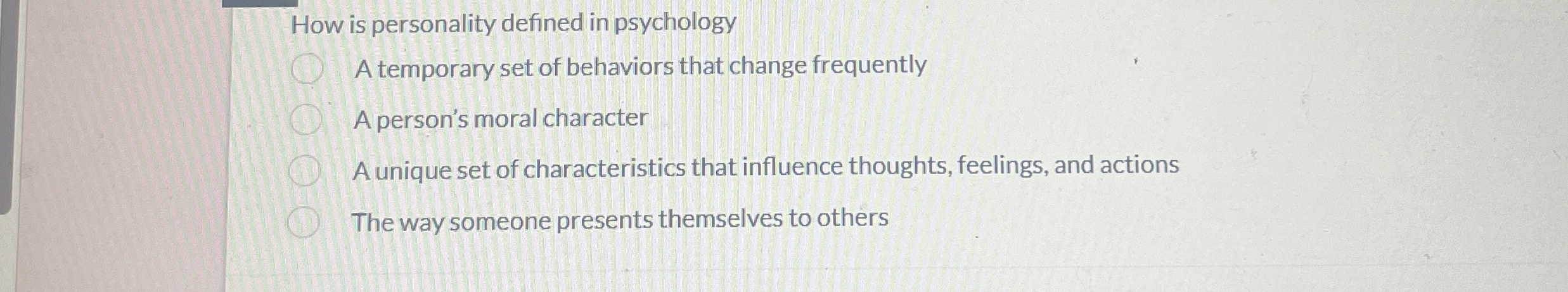 Solved How is personality defined in psychologyA temporary | Chegg.com