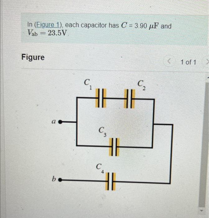 Solved In (Figure 1), each capacitor has C=3.90μF and | Chegg.com