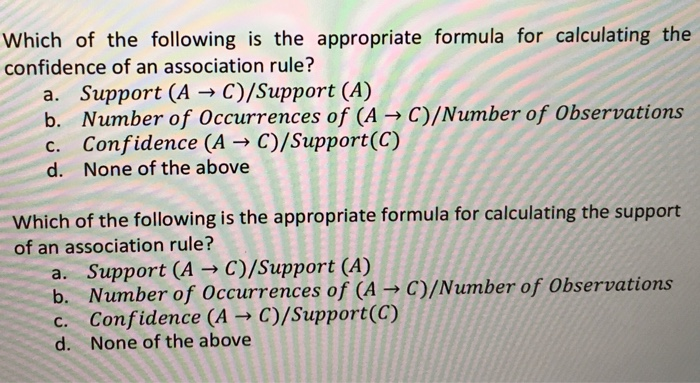 Solved Which of the following is the appropriate formula for | Chegg.com