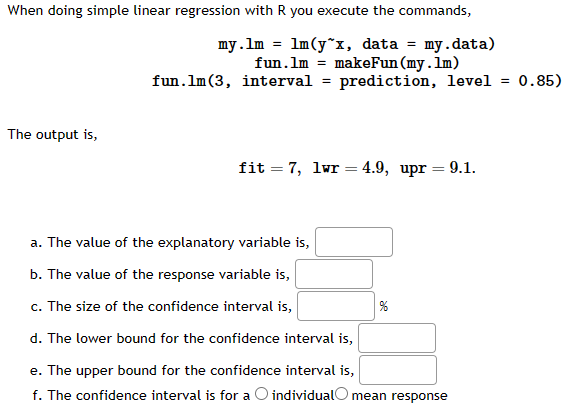 Solved When doing simple linear regression with R ﻿you | Chegg.com