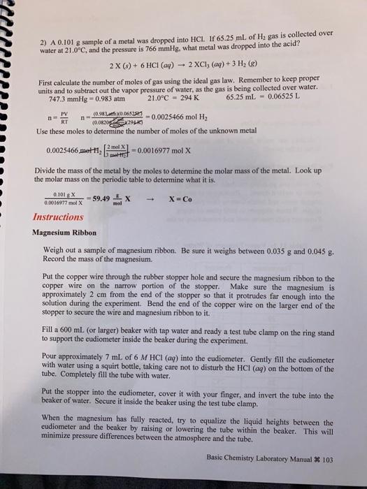 Solved Experiment 11 - Gas Laws Name Lab Section | Chegg.com