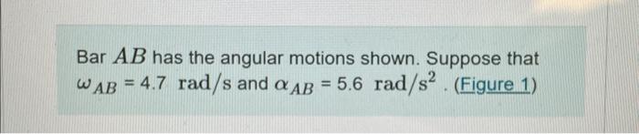 Solved Bar AB has the angular motions shown. Suppose that | Chegg.com