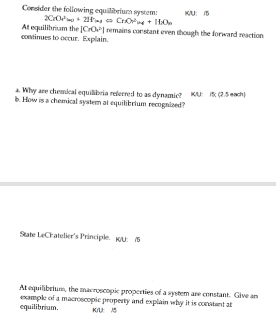 Solved Consider the following equilibrium system:K/U: | Chegg.com