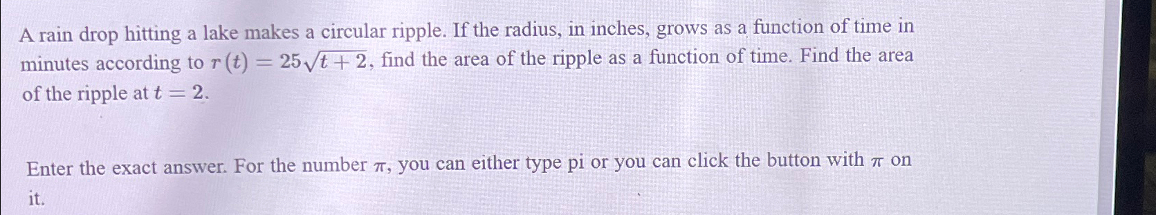 Solved A rain drop hitting a lake makes a circular ripple. | Chegg.com