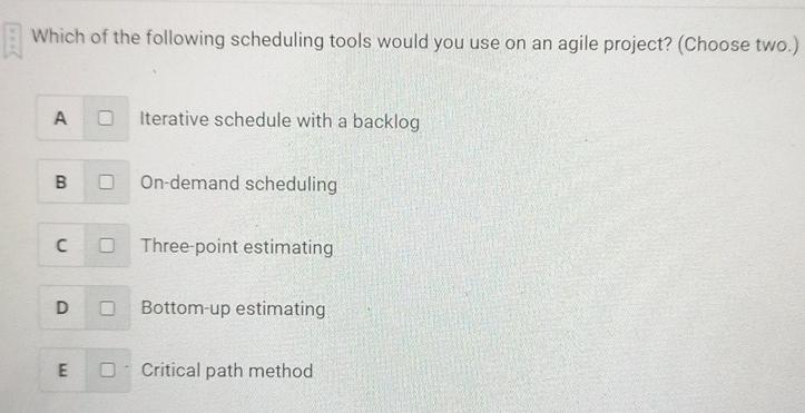 Solved Which of the following scheduling tools would you use | Chegg.com
