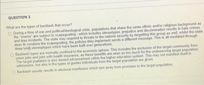 Solved QUESTION 3 What are the types of backlash that occur? | Chegg.com
