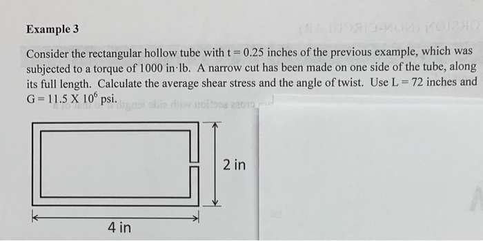 Solved Example 3 Consider the rectangular hollow tube with t | Chegg.com