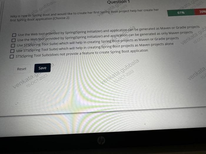 Solved Niky is new to Spring Boot and would like to create | Chegg.com