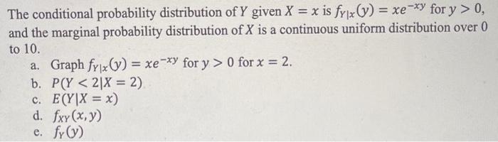 Solved The conditional probability distribution of Y given | Chegg.com