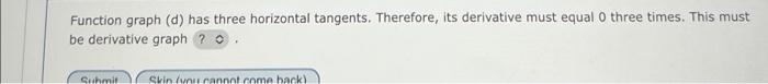 Function graph (d) has three horizontal tangents. | Chegg.com