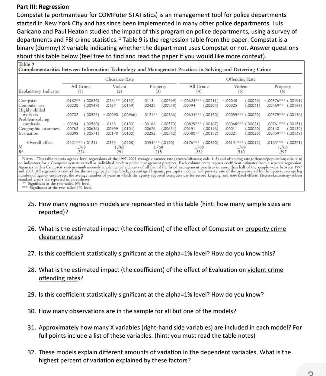 Solved Part III: Regression Compstat (a portmanteau for | Chegg.com