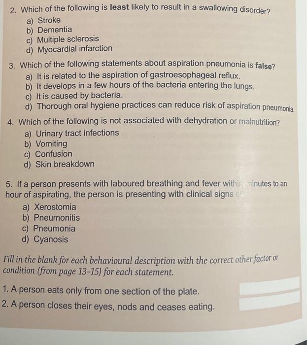 Solved Answer all the multipel and true false and fill the | Chegg.com