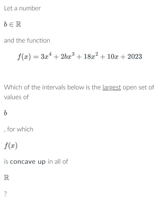 Solved Let a number b∈R and the function | Chegg.com