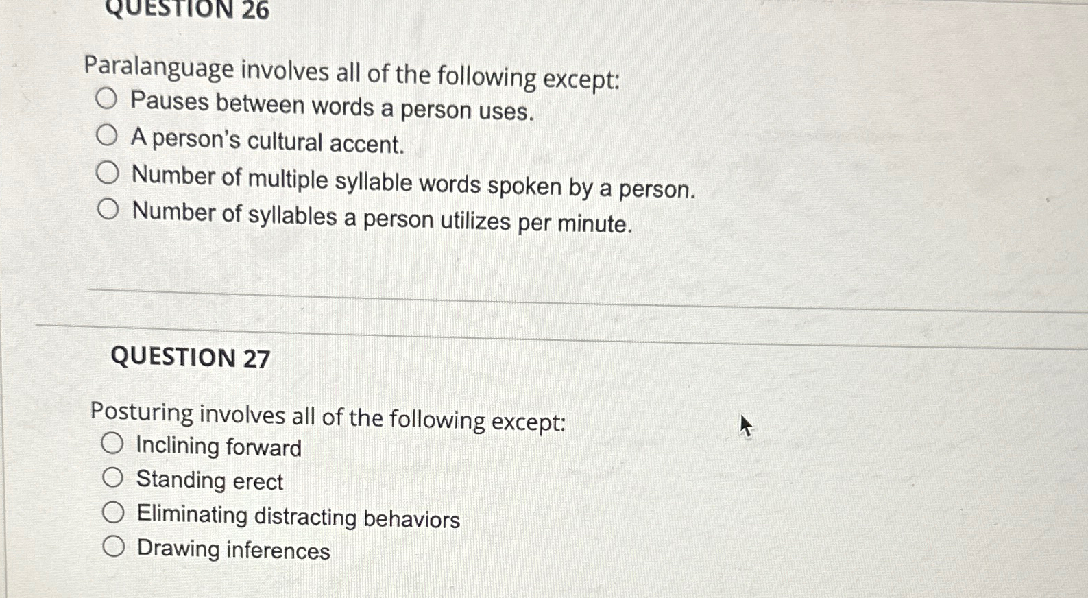 Solved Paralanguage involves all of the following | Chegg.com