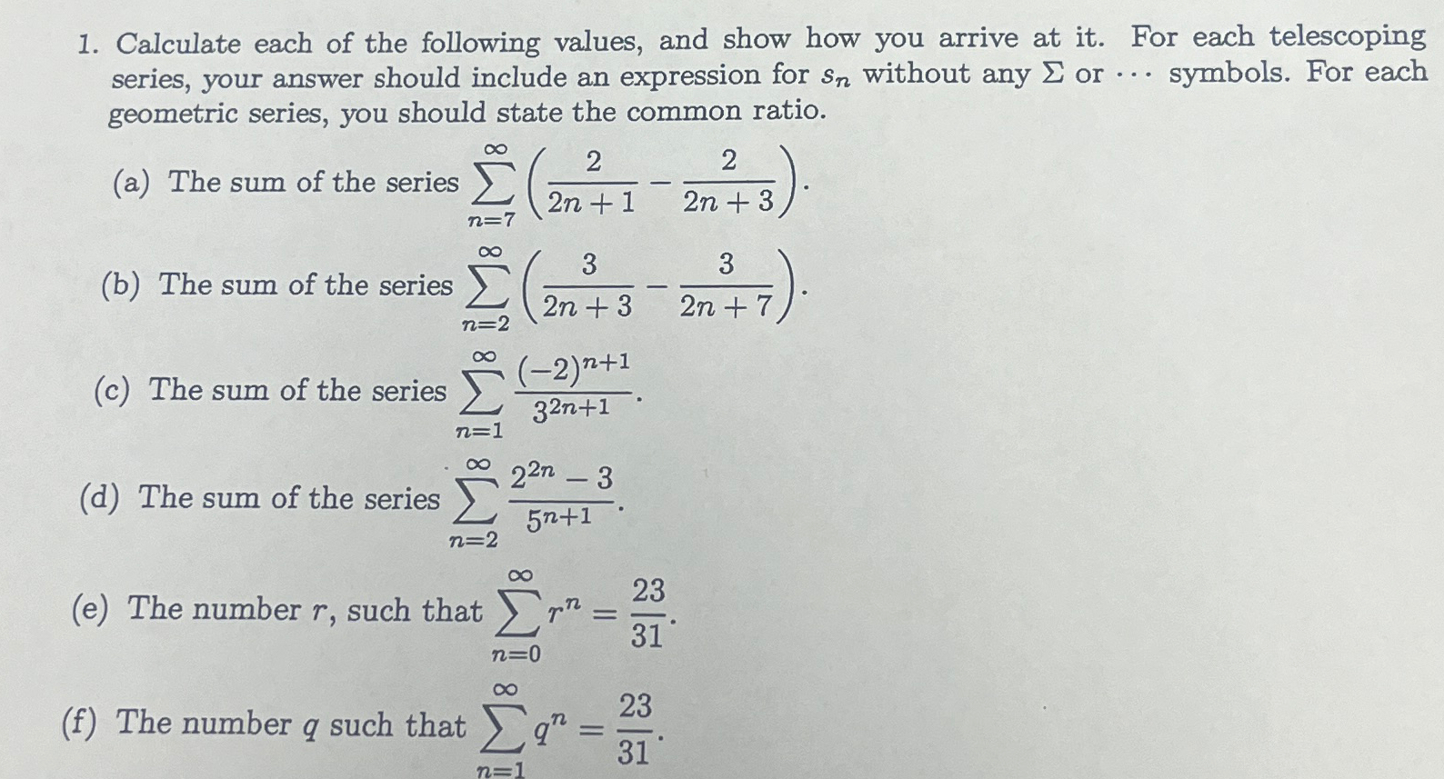 Solved Calculate each of the following values, and show how | Chegg.com