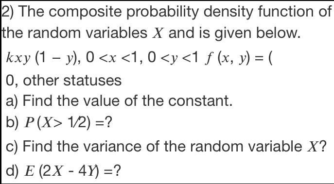 Solved 2) The composite probability density function of the | Chegg.com