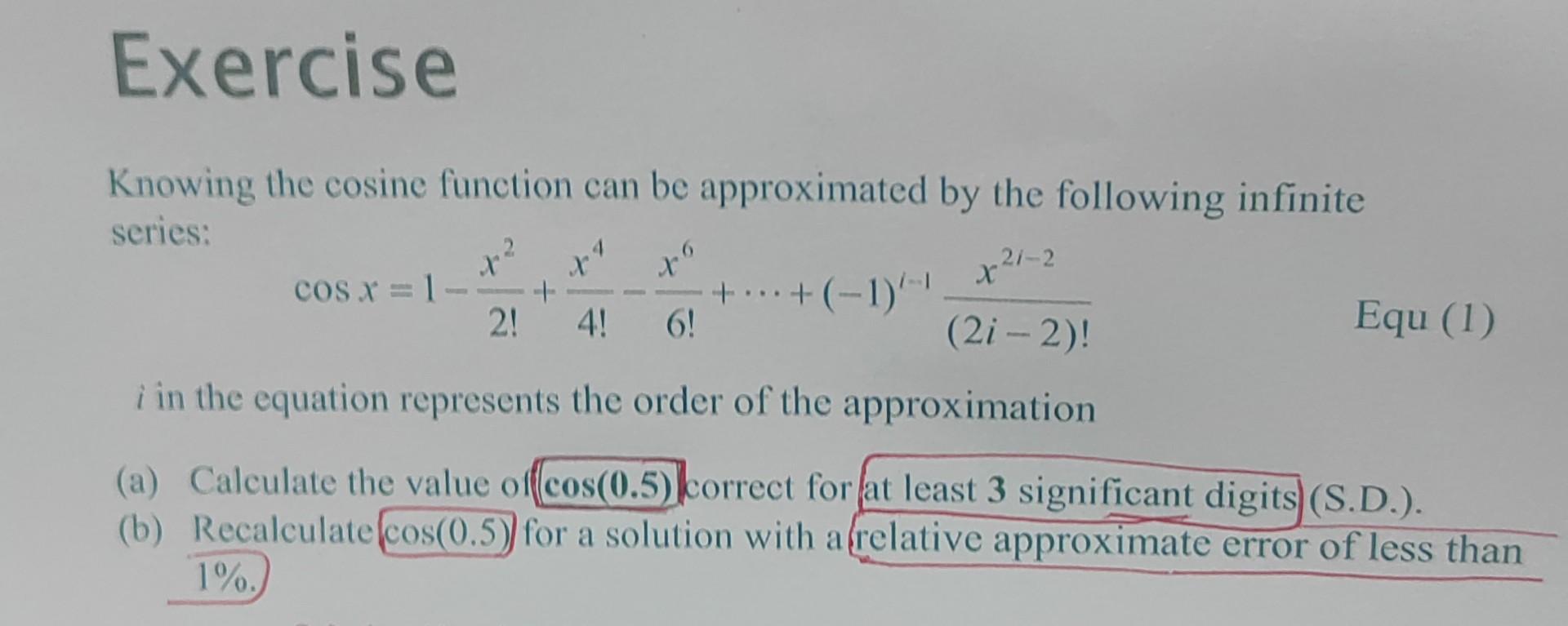 Solved Exercise -21-2 х Knowing the cosine function can be | Chegg.com