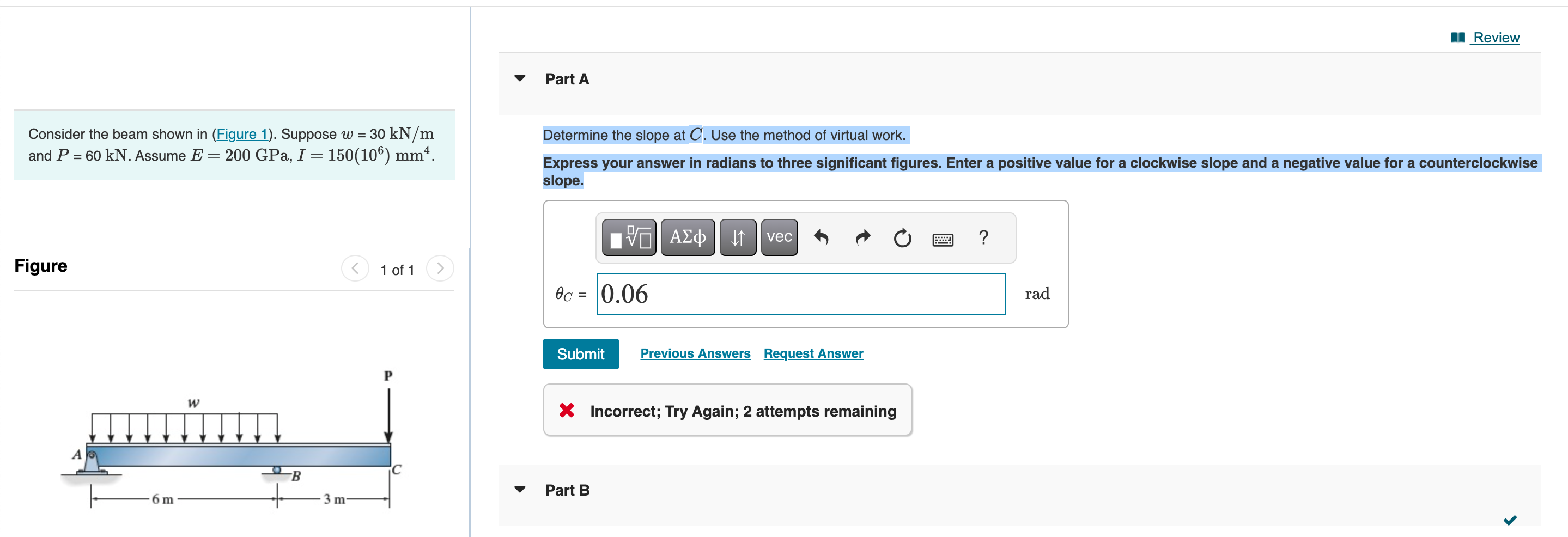 Solved Part AConsider the beam shown in (Figure 1). ﻿Suppose | Chegg.com