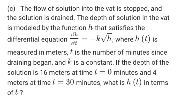 Solved A large vat is initially filled with a saltwater | Chegg.com