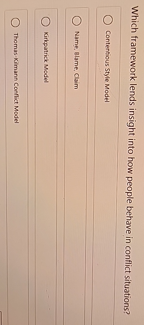 Solved Which framework lends insight into how people behave | Chegg.com