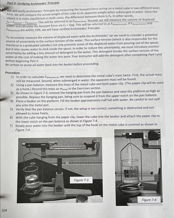 Solved LAB 7: DENSITY AND BUOYANCY Introduction Archimedes | Chegg.com