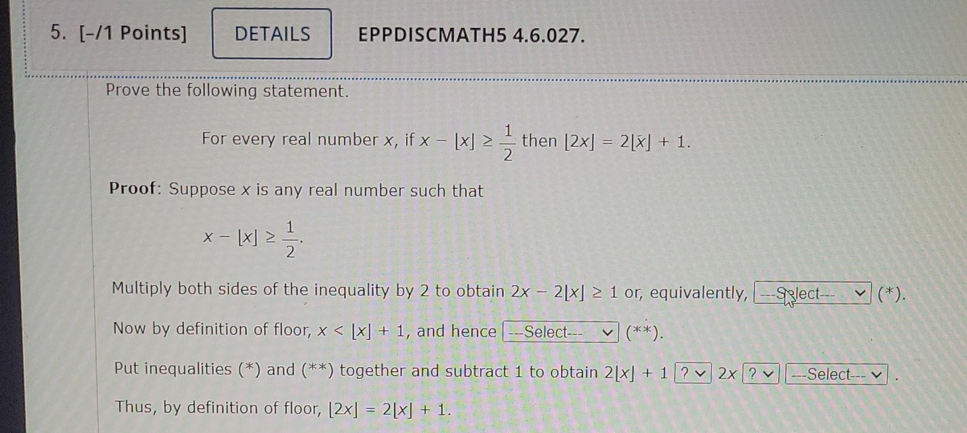 Solved 5. [-/1 Points] DETAILS EPPDISCMATH5 4.6.027. Prove | Chegg.com
