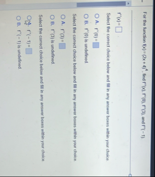 Solved For the function f(x)=(2x 4)4, ﻿find | Chegg.com