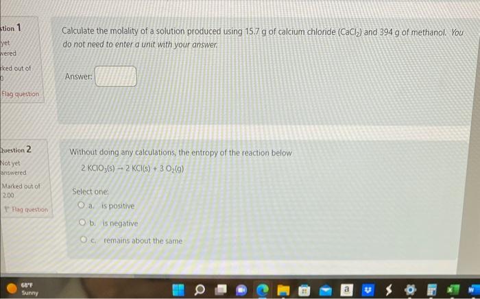 Solved Calculate the molality of a solution produced using | Chegg.com