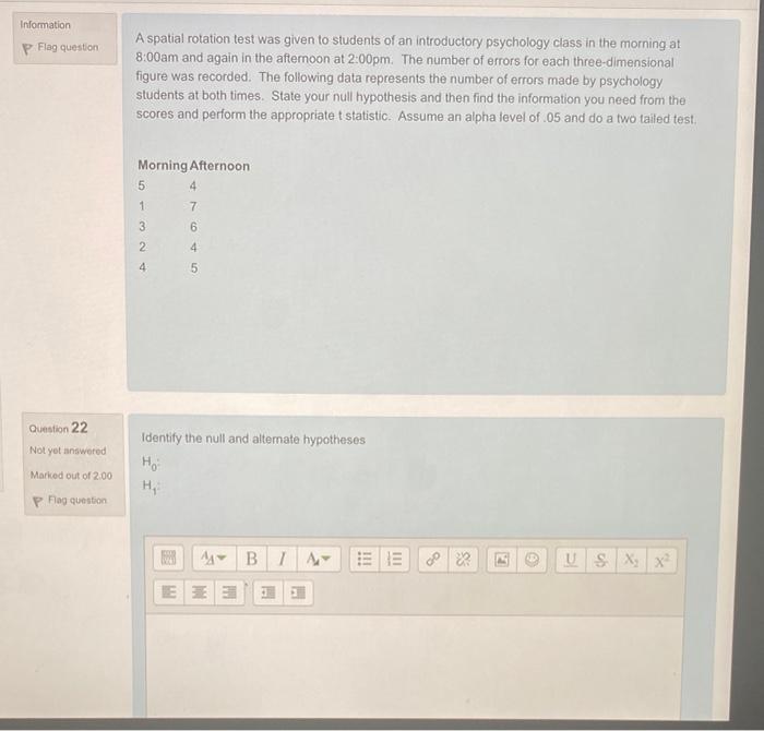 Solved A spatial rotation test was given to students of an | Chegg.com