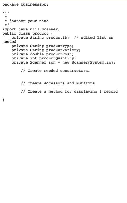 Solved package businessapp;package businessapp; 11 import | Chegg.com