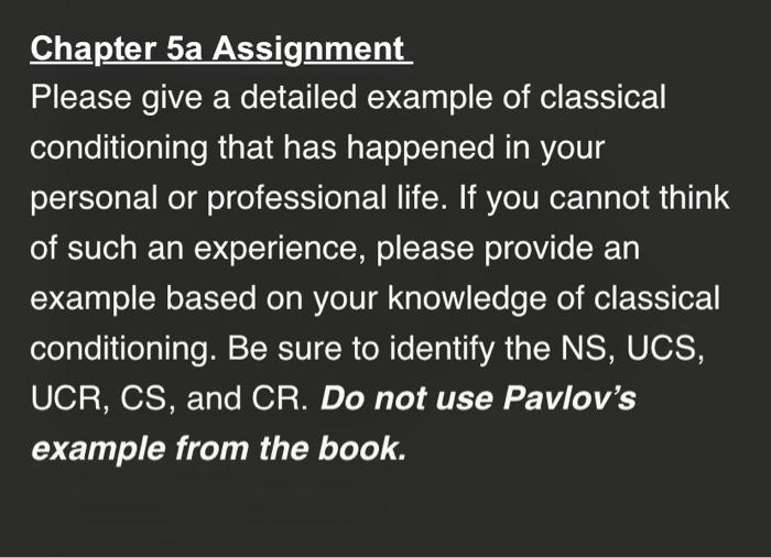 Chapter 5a Assignment Please give a detailed example | Chegg.com