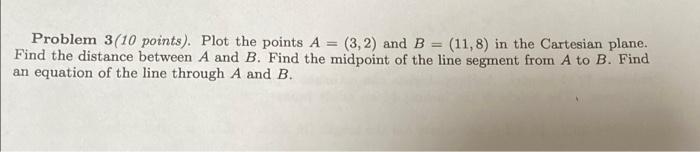 Solved Problem 3(10 points). Plot the points A = (3,2) and B | Chegg.com