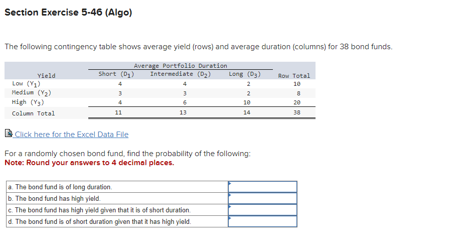 Solved Section Exercise 5-46 (Algo)The following contingency | Chegg.com