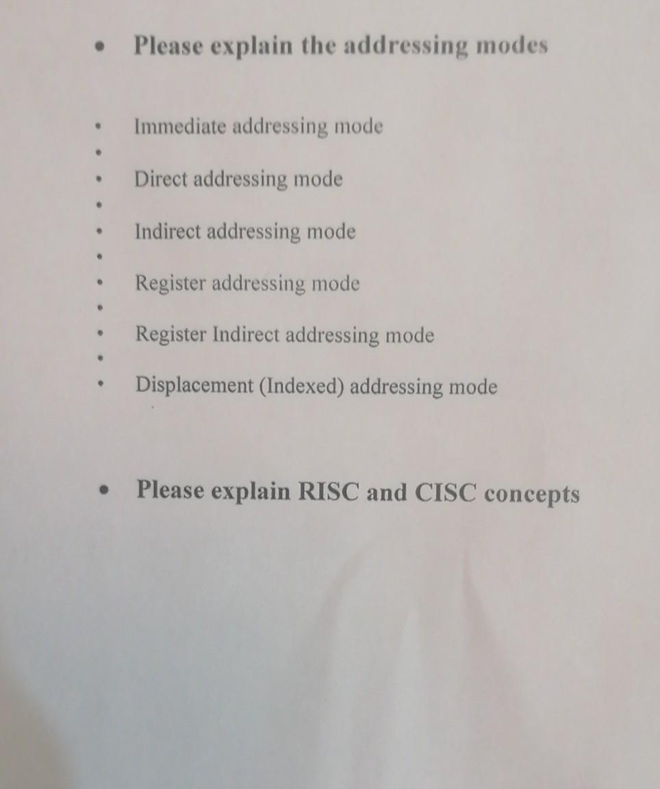 Solved Please explain the addressing modes Immediate | Chegg.com Solved Please explain the addressing modes Immediate | Chegg.com