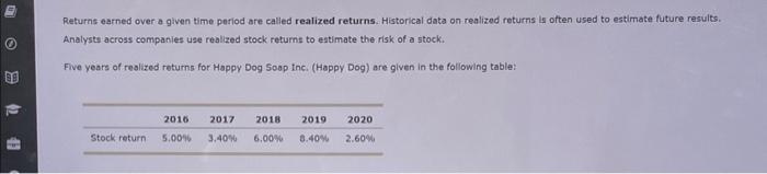 Solved Returns earned over a given time period are called | Chegg.com