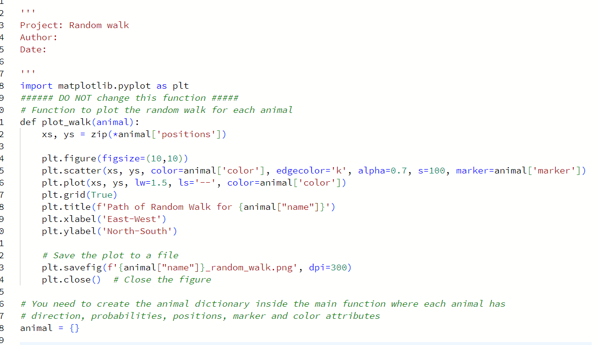 Solved Use random choices to simulate random behavior in an | Chegg.com