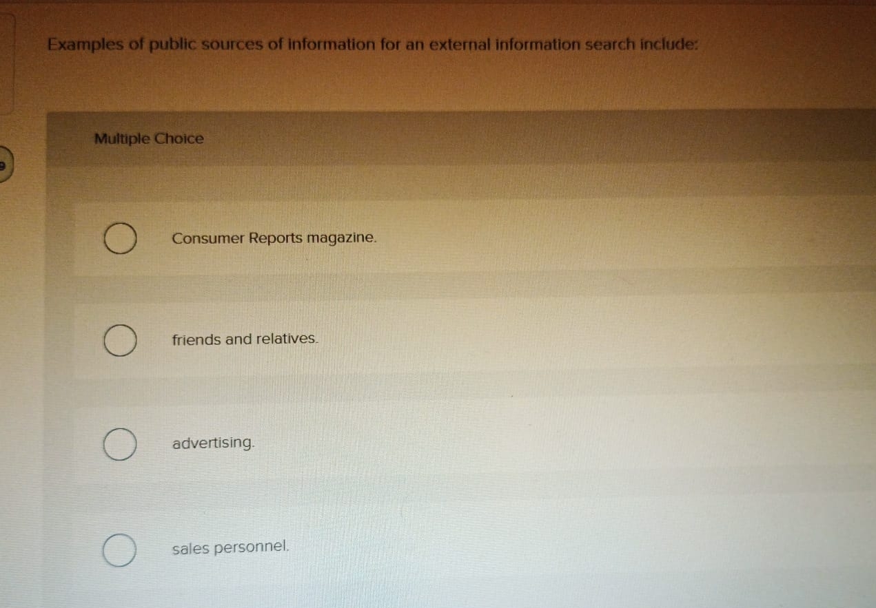 Solved Examples of public sources of information for an | Chegg.com