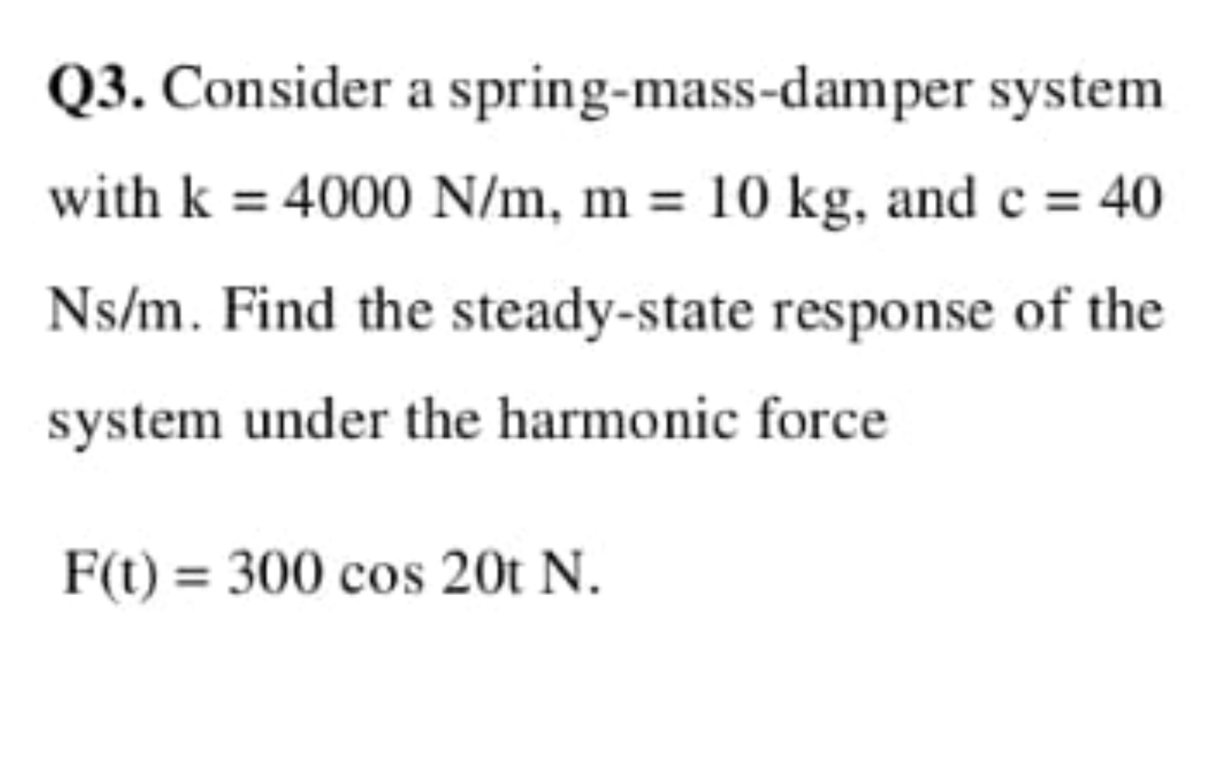 Q3. ﻿Consider a spring-mass-damper system with | Chegg.com