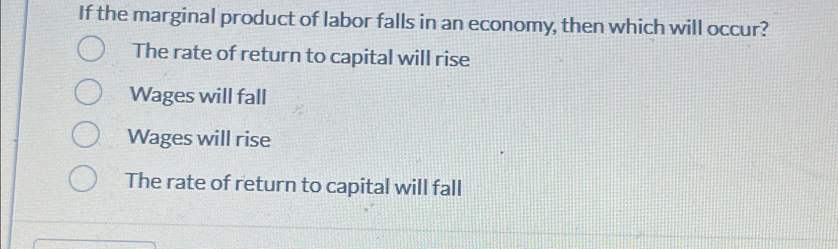 Solved If the marginal product of labor falls in an economy, | Chegg.com
