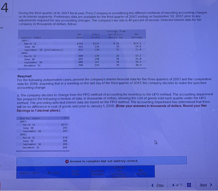 Solved 4 During the third quarter of its 20x7 fiscal year, | Chegg.com