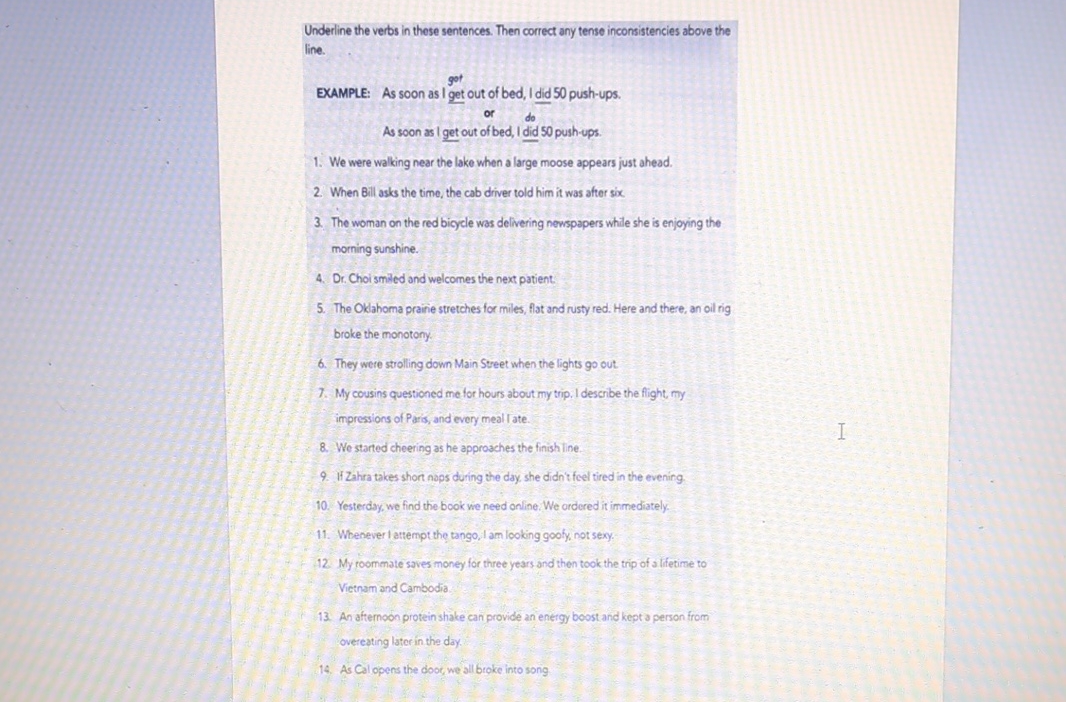 Solved Underline the verbs in these sentences. Then correct | Chegg.com