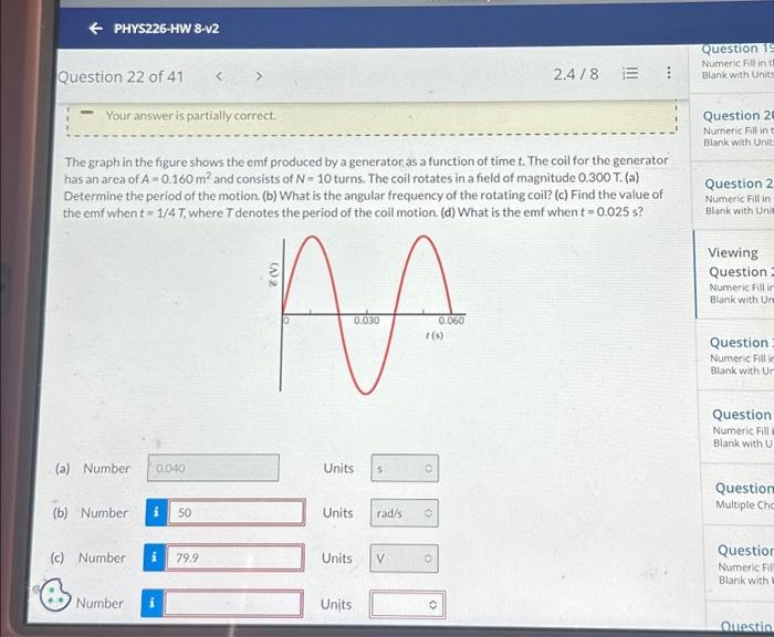 Solved The graph in the figure shows the emf produced by a | Chegg.com