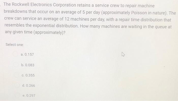Solved - The Rockwell Electronics Corporation retains a | Chegg.com